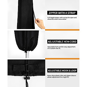 Dokon Patio Umbrella Covers Waterproof Outdoor Market Umbrella Cover Heavy Duty 600D Oxford Fabric Anti-Fading UV Resistant Umbrella Parasol Cover for 9ft to 12ft Market Umbrella - Black