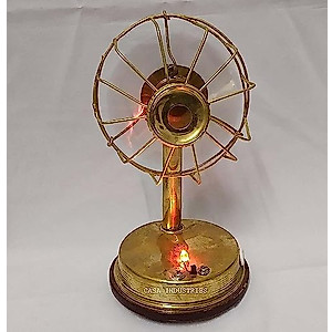 Casa INDUSTRIES Brass Antique Handcrafted Mini Small Battery Fan Home Decorative Showpiece For office Desk