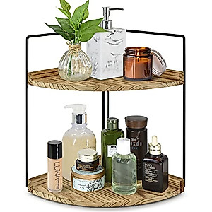 2-Tier Bathroom Counter Organizer, Bathroom Corner Storage Shelf, Bathroom Trays for Counter Vanity Organizer, Cosmetic Holder Perfume Makeup Standing Rack, Bathroom Sink Organizer Kitchen Spice Rack