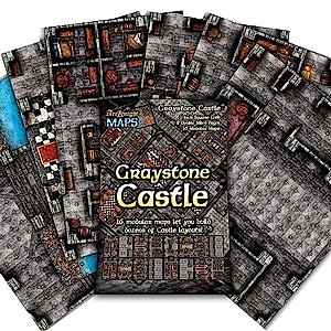 Arcknight The Graystone Castle Roleplaying Battlemaps; 16 Modular RPG Maps in 8 Double-Sided Pages, 1" Square Grid, Modular & Versatile Design for Tabletop Gaming - for D&D, Pathfinder and More
