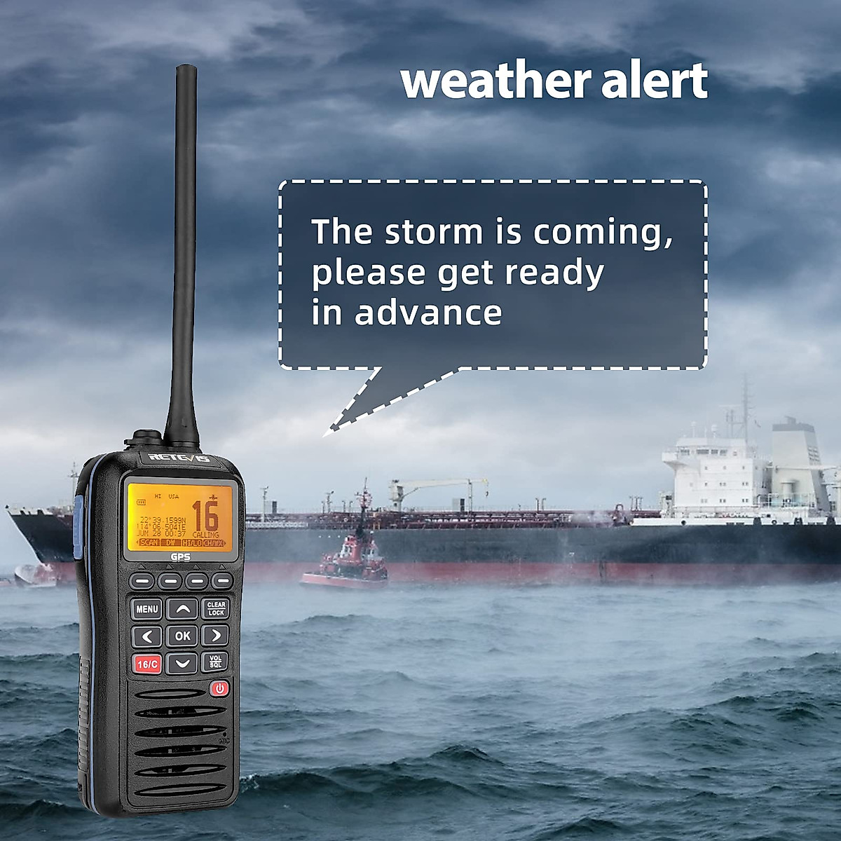 Retevis RM40 Handheld Marine Radio with GPS, DSC Radio Marine,Boat Radio Floating IP67 Submersible Waterproof,Mob,NOAA Weather Alert,1500mAh,Marine Radio Handheld with Distress for Boats Coast Guard