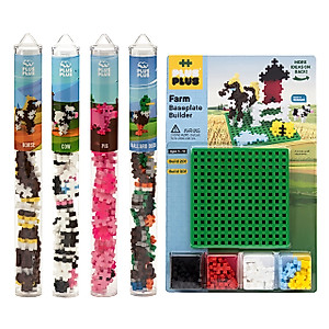 PLUS PLUS Building Block Playset Kit, Themed Figures 3D Puzzle, Fun Stem Toys for Kids, 350 Mini Interlocking Pieces - 5 Tube Bundle, Farm