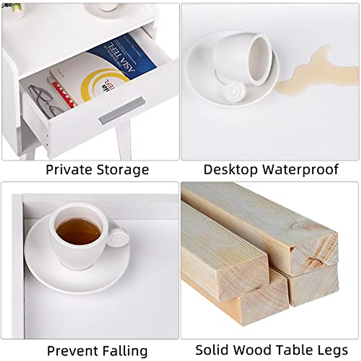 Lerliuo White Nightstand, Modern Bedside Table with Drawer, Wood End Table for Small Space, Side Table with Storage, Night Stand for Bedroom/Living Room/Dorm 26.38''H