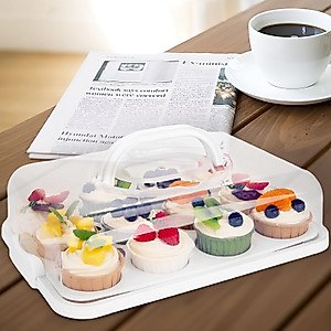 VGOODALL Cake Carrier with Lid, Cake Holder Cupcake Container for 12 Cupcakes 2 in 1 Portable Dessert Container for Cake Pie Muffin Cobbler