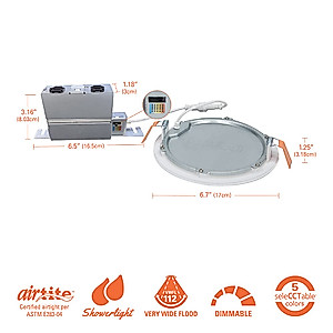 HALO 6 inch Recessed LED Ceiling & Shower Disc Light – Canless Ultra Thin Downlight – 5 CCT Selectable - White - 6 Pack