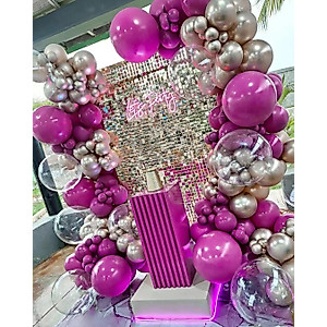 Hot Pink Silver Balloons Chrome Metallic Party Balloon Kit Arch For Party Decoration Baby Shower Wedding Holiday
