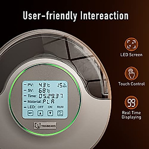 Filament Dryer for 3D Printing, TECBEARS FilaDryer S2 Filament Dry Box with 360° Heating, Large Touch Screen, Humidity Detection for Nylon PETG ABS TPU PA PC PLA Filament 1.75/2.85/3.00mm