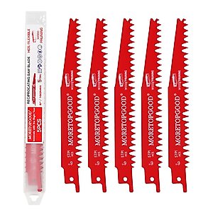 MORETOPGOOD Wood Pruning Reciprocating Saw Blades,6 Inch Saw Blades for Trees Wood Cutting, Wood Saw Blades (5 Pack/5TPI)