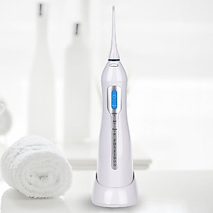 ToiletTree Products Oral Irrigator by Poseidon Portable and Cordless Water Flosser (w/Charging Cradle, White)