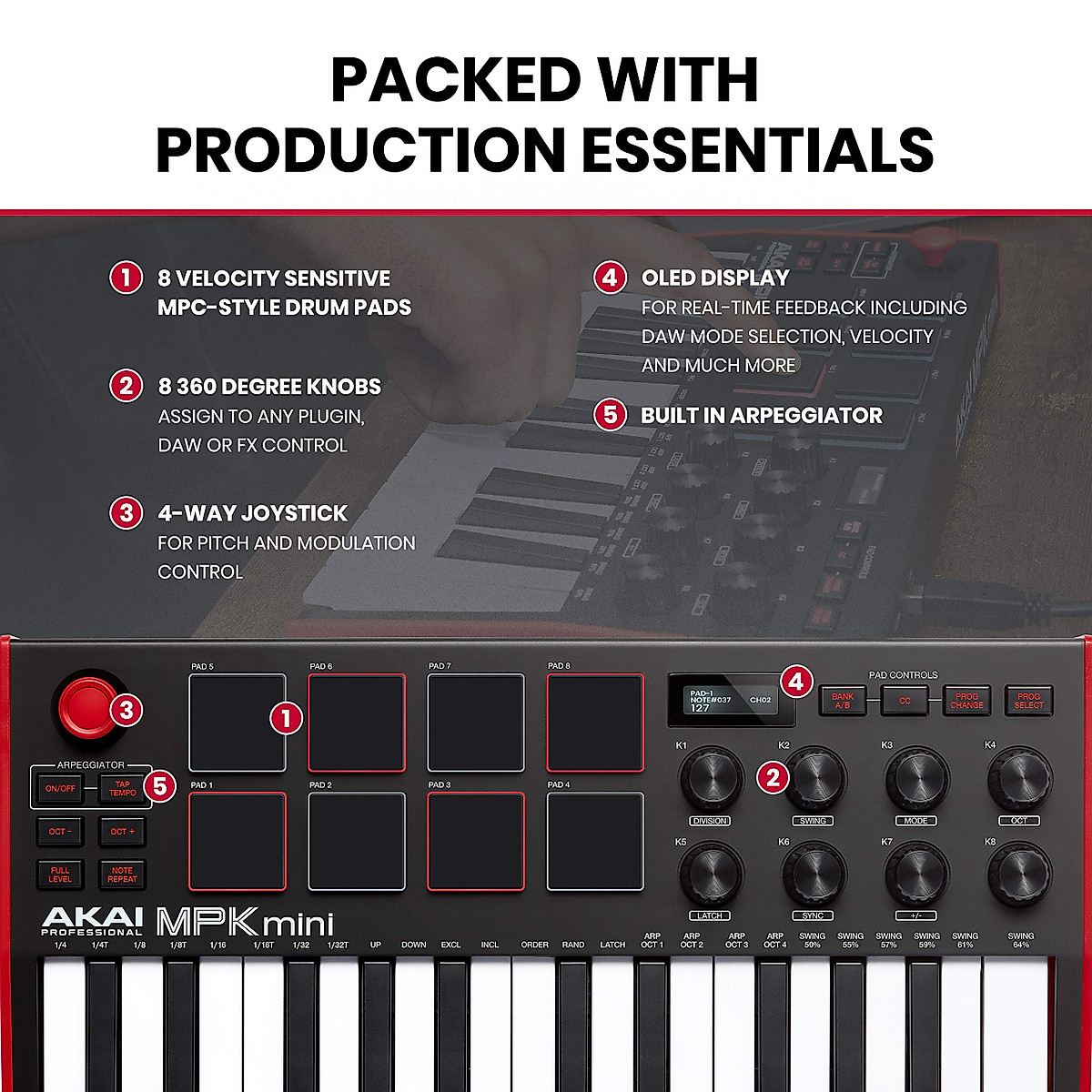 Akai MPK Mini MK3 MIDI Keyboard Controller + M-Audio SP2 Sustain Pedal, with MPC Beats and Software Suite – Beat Maker Bundle