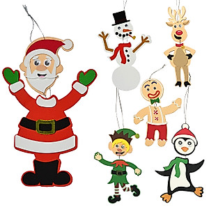 JOYIN 24 Pcs Christmas Crafts Kits Foam Character Art and Craft Set in 6 Different Designs Christmas Hanging Ornaments Holiday Decorations Party Favors Supplies