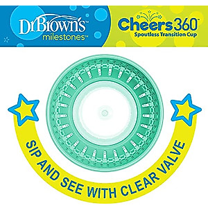 Dr. Brown's Plastic Cheers 360 Spoutless Training Cup, 9m+, 10 Ounce, Pink/Turquoise, 2 Count