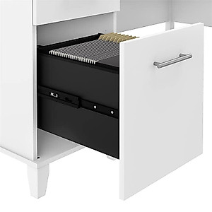 Bush Furniture Somerset 60W L Shaped Desk with Storage in White