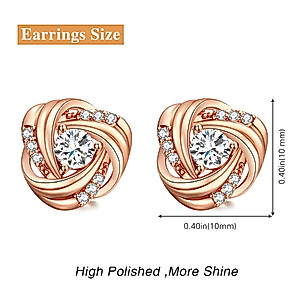 DHQH Bridesmaids Gift Set of 6/4 Stud Earrings Rose Gold Knot Bridesmaid Earring for Women I Couldn’t Tie a Knot Without You Wedding Proposal hypoallergenic Jewelry