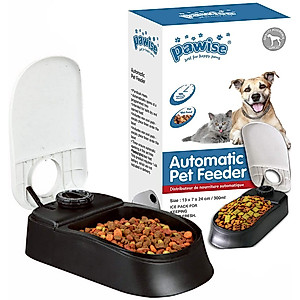 PAWISE Automatic Cat Feeders 1 Meal Automatic Dog Feeder,Dog/Cat Food Dispenser 1.5 Cup, Schedule Meal or Treat, with 48-Hour Timer