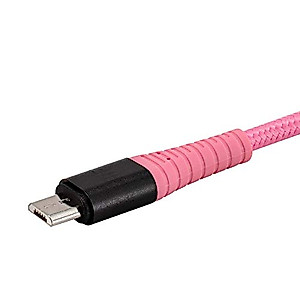 Monoprice USB 2.0 Micro B to Type A Charge and Sync Cable - 3 Feet - Pink | Durable, Kevlar-Reinforced Nylon-Braid - AtlasFlex Series