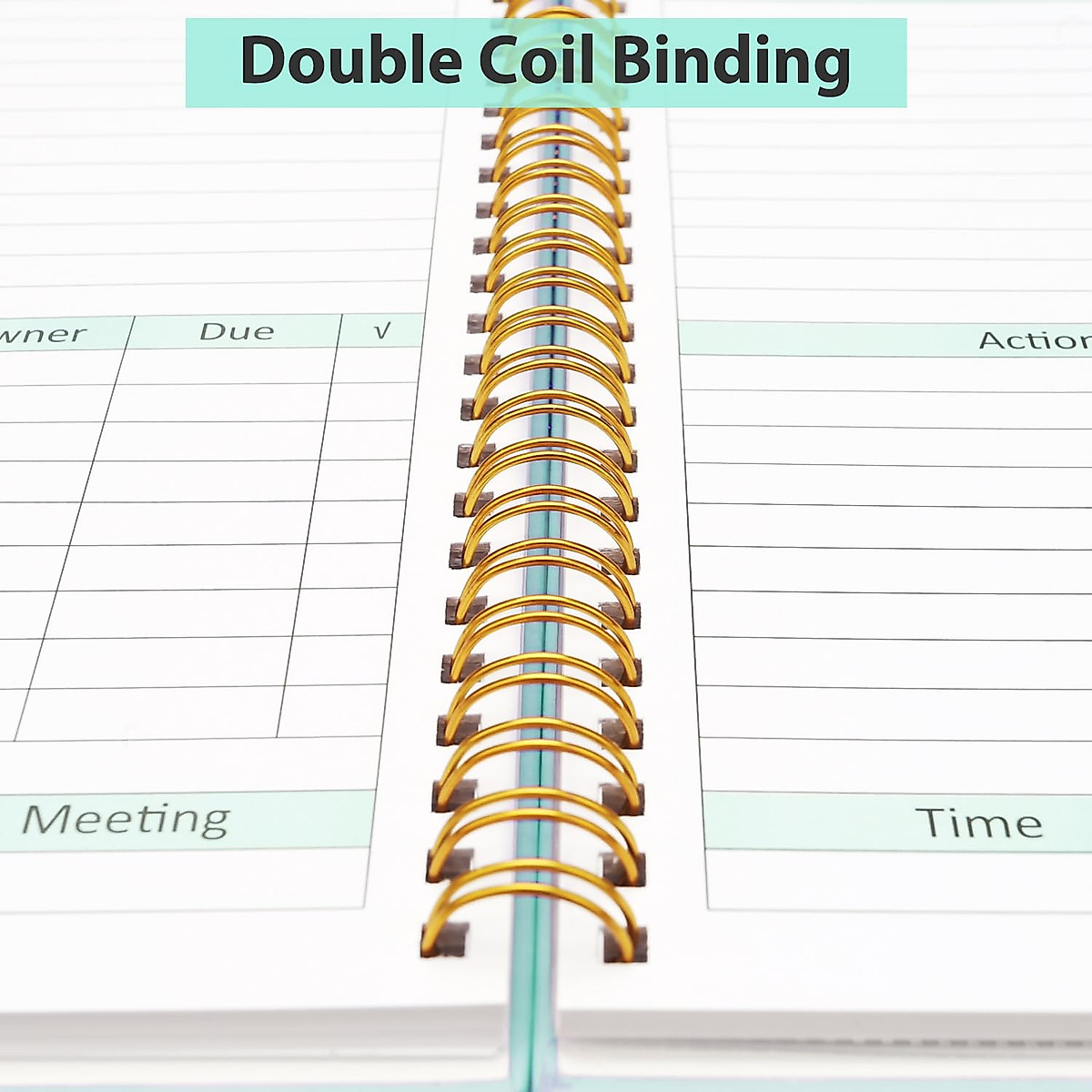 GuanQiao Meeting Notebook for Work with Action Items,Hardcover Spiral Meeting Notes for Note Taking,Professionally Office/Business/Schools Agenda for Men/Women,160 Pages,7 x 10, Teal