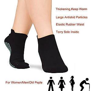 ELUTONG Pilates Yoga Non Slip Grips Socks 4 Pairs Sticky Ballet Workout Hospital Socks for Ladies