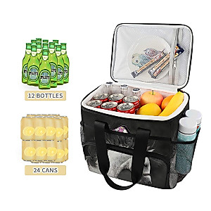 ALAZA White Horse on Black Large Cooler Insulated Picnic Bag Lunch Box for Adult Men Women