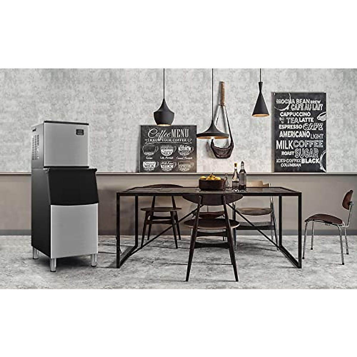 Watoor Commercial Ice Machine Stainless Steel Industrial Ice Machine ETL Approved 350LBS/24H with 200LBS Bin, Full Clear Cube, Professional Refrigeration Equipment