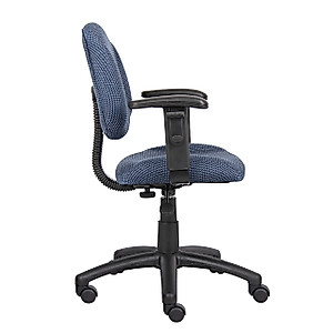 Boss Office Products Perfect Posture Delux Fabric Task Chair with Adjustable Arms in Blue