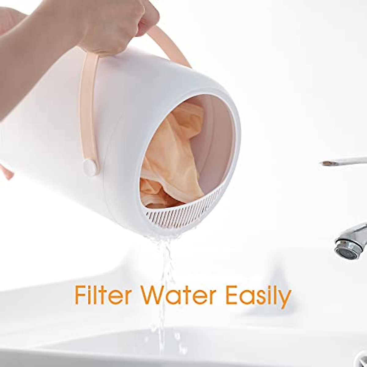 Joiena Portable Washing Machine 3L mini washer for Underwear, Socks, Baby Clothes, Beauty Accessories, Compact Small Laundry for Apartment Dorm, Home, Travelling (White)