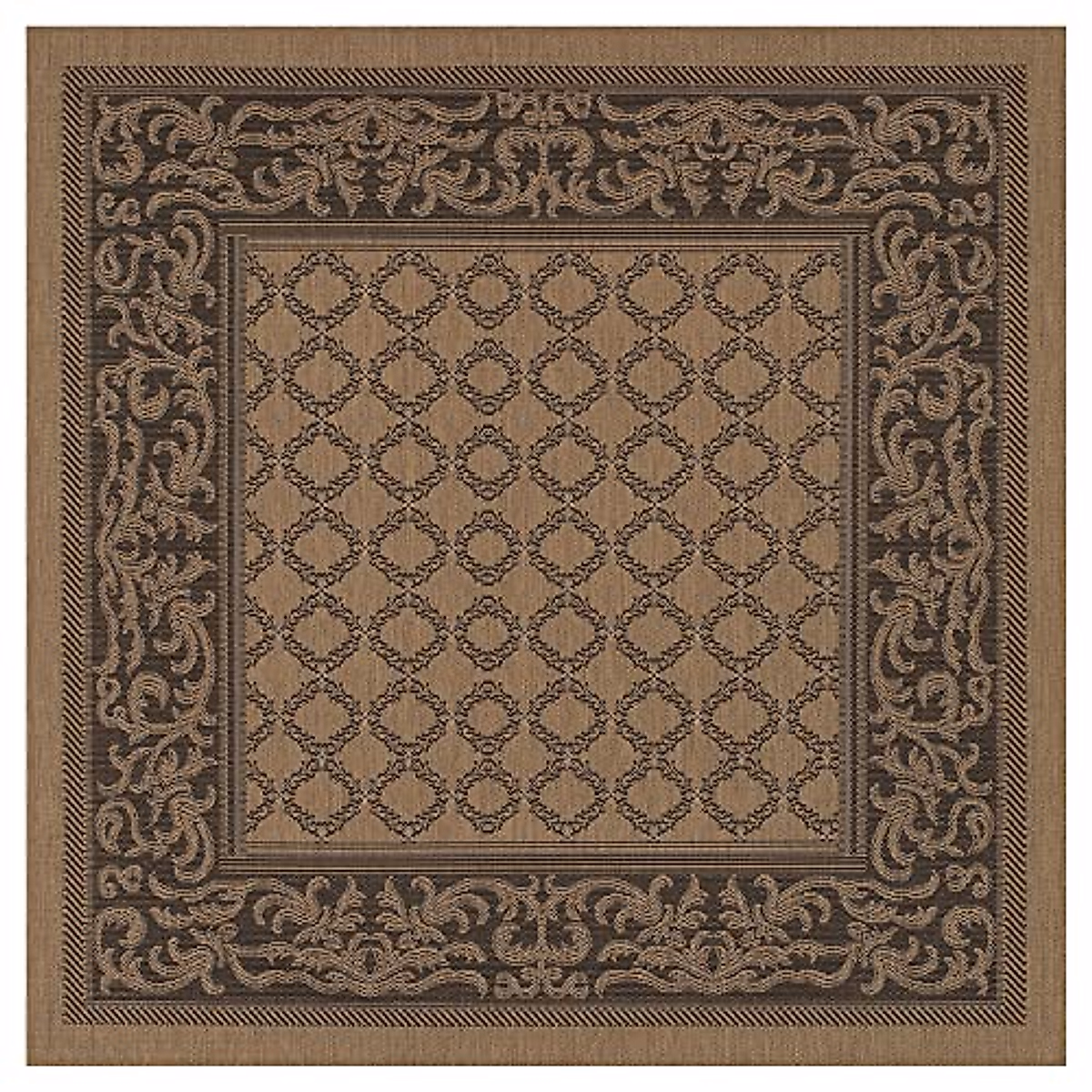 Couristan Recife Garden Lattice Indoor/Outdoor Area Rug, 8'6" Square, Cocoa-Black