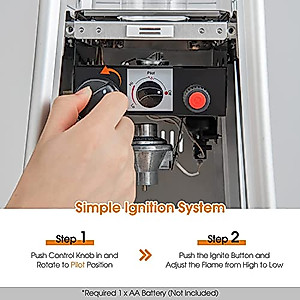 GLOBALWAY Patio Outdoor Heaters, 9500 BUT Pyramid Propane Patio Heater, 35" Tall Glass Tube Flame Heater for Party, Backyard, Garden, Decoration