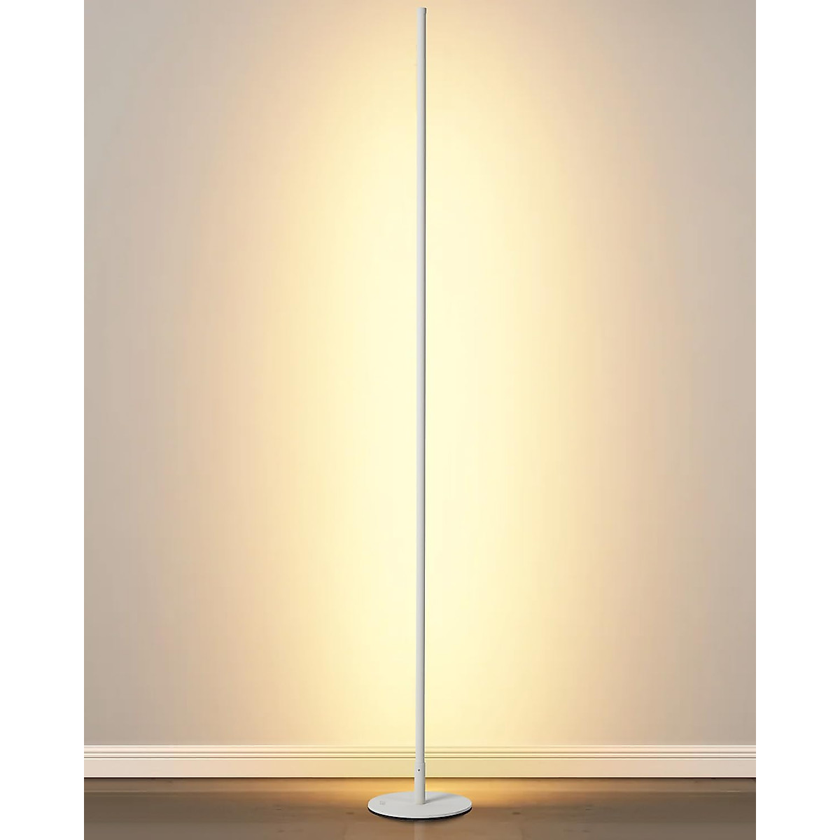 Modern Floor Lamp Led Standing Corner Lamp White Decor Contemporary Metal Floor Lamp for Living Room Bedrooms with Remote & Touch Control