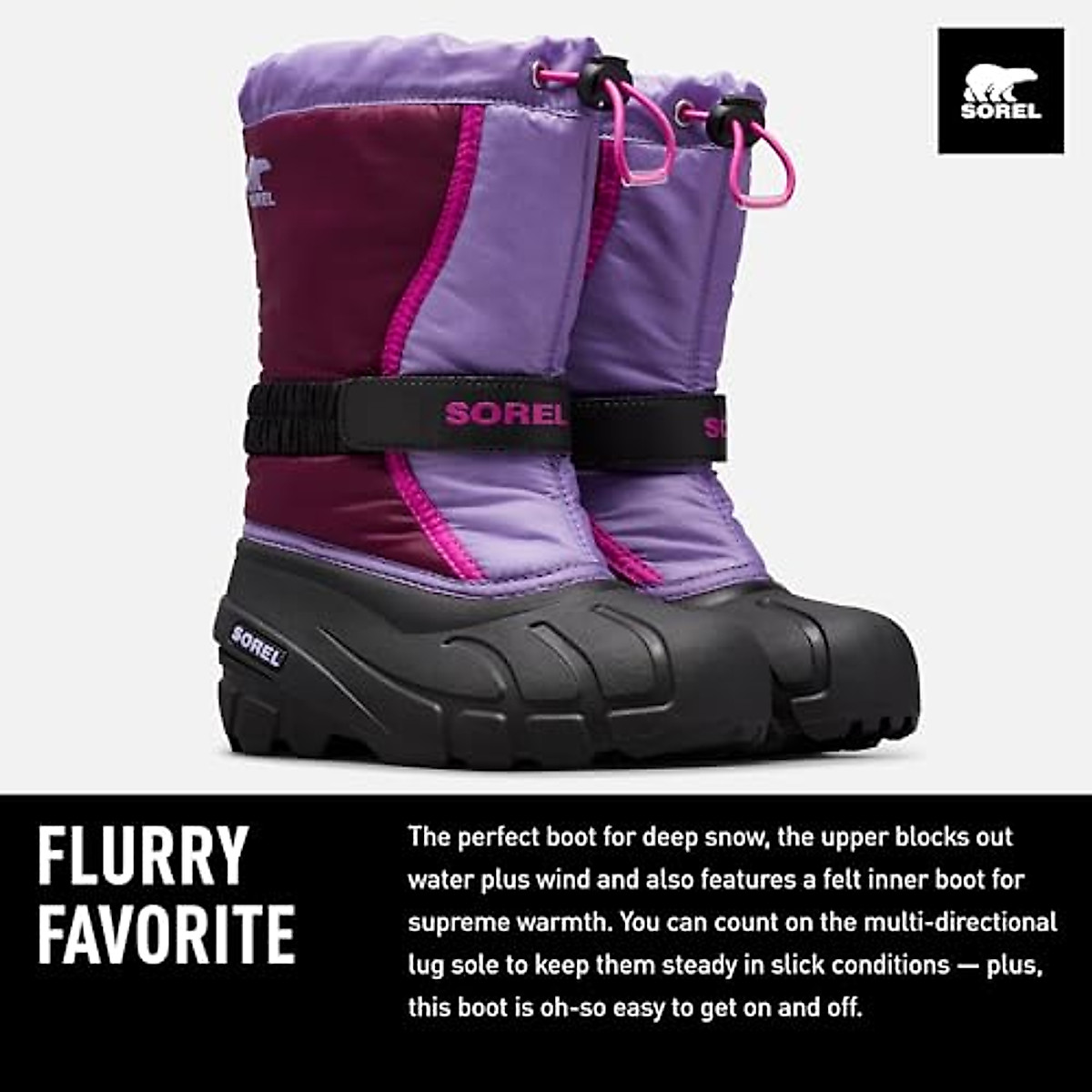 Sorel Snow Boot, Purple Dahlia X Paisley Purple Youth, 2.5 US Unisex Big Kid