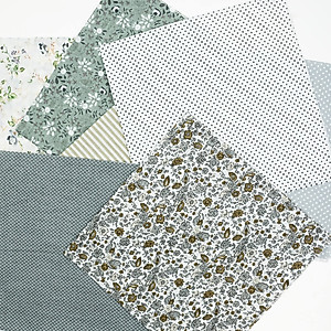 Pofik 7 pcs/lot Quilting Fabric Bundles,100% Cotton Fat Quarters Printed Craft Fabric, 20 x 20 inches (50cm x 50cm) Precut Squares Sheets for Patchwork DIY Craft Sewing (Grey)