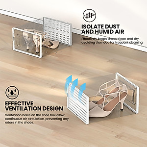 Kjfeoiye 12 Pack XX Large Clear Stackable Shoe Storage Boxes Organizer for Closet, Modular & Portable Plastic Shoe Sneaker Containers Display Case Bin, Versatile Closet Organizers and Storage, White