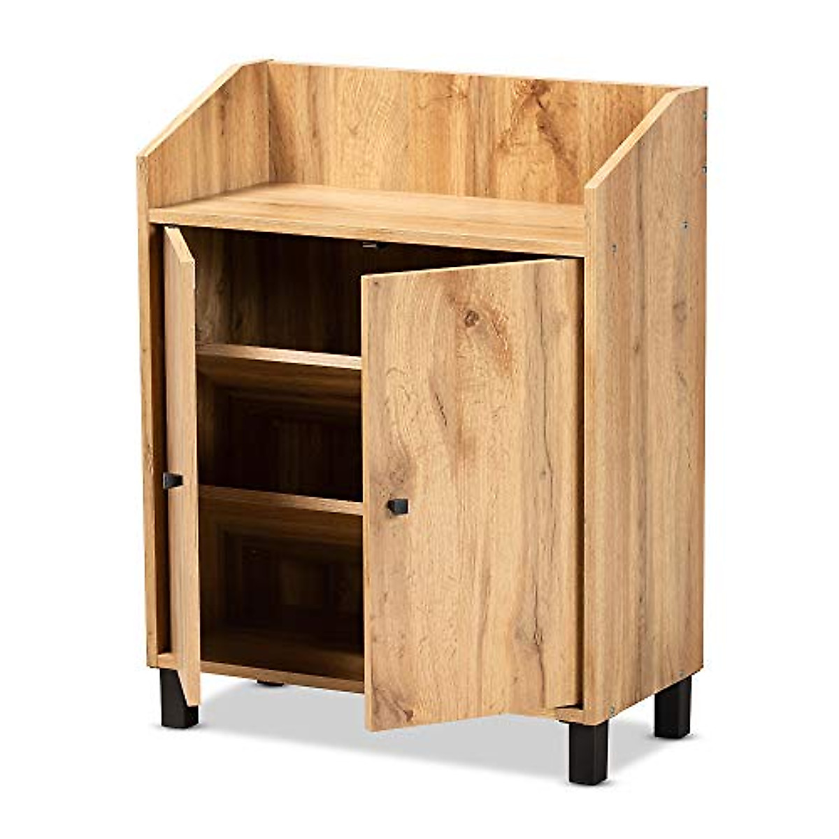 Baxton Studio Rossin Shoe Cabinets, Oak/Black