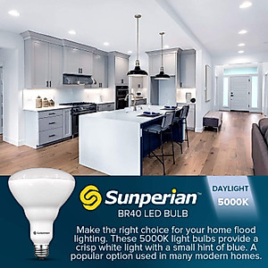 SUNPERIAN BR40 LED Light Bulbs, 13W=85W, 5000K Daylight, 1400 Lumens, Dimmable Flood Light Bulbs for Recessed Cans, Enclosed Fixture Rated, Damp Rated, UL Listed, E26 Standard Base (4 Pack)