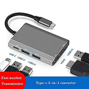 XUNMAIFHB Portable Docking Station,Type c hub hub 5-in-1 USB HUB5 Port Computer Adapter Mobile Phone Docking Station USB3.0, HDMI, Type-C Fast Transmission