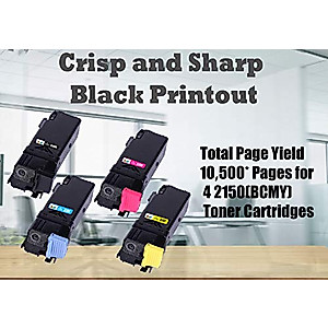 4-Pack 4Benefit Compatible Dell 2150 2150CN Toner Cartridge 2155 2155cdn (B/C Y/M) Used for Dell 2150CDN 2150CN 2155CDN 2155CN Laser Printer (Black, Cyan, Magenta, Yellow)