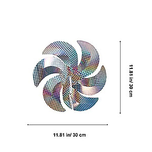 YARDWE 8pcs Sparkly Reflective Pinwheels Pin Wheel Holographic Spinners for Scaring Birds and Pests for Garden Yard Patio 10M