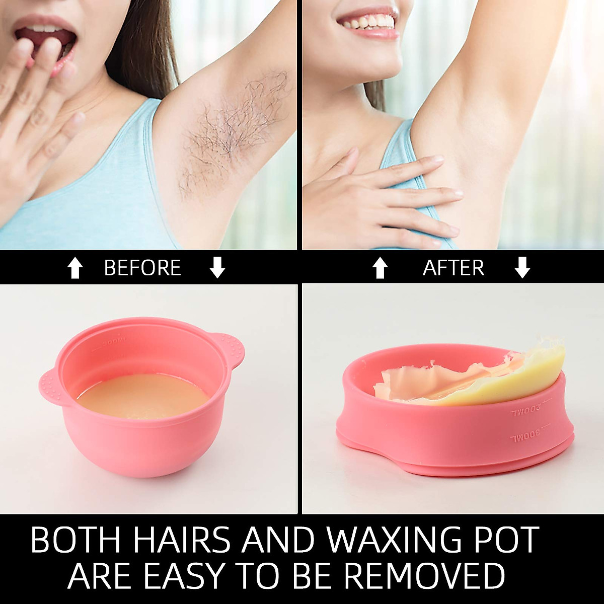 Non-stick Wax Pot, Replacement 16 OZ Wax Bowl, Reusable & Removable Waxing Pots for All Kinds of 500ml Wax Heater Machine