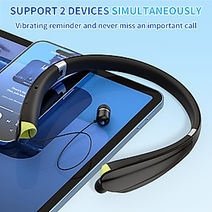 APPINESSEY Bluetooth Headphones, Neckband Wireless Headset with RetractableCarrying Case and Earbuds, Foldable Noise Cancelling Earphones with Mic for Workout (Black)