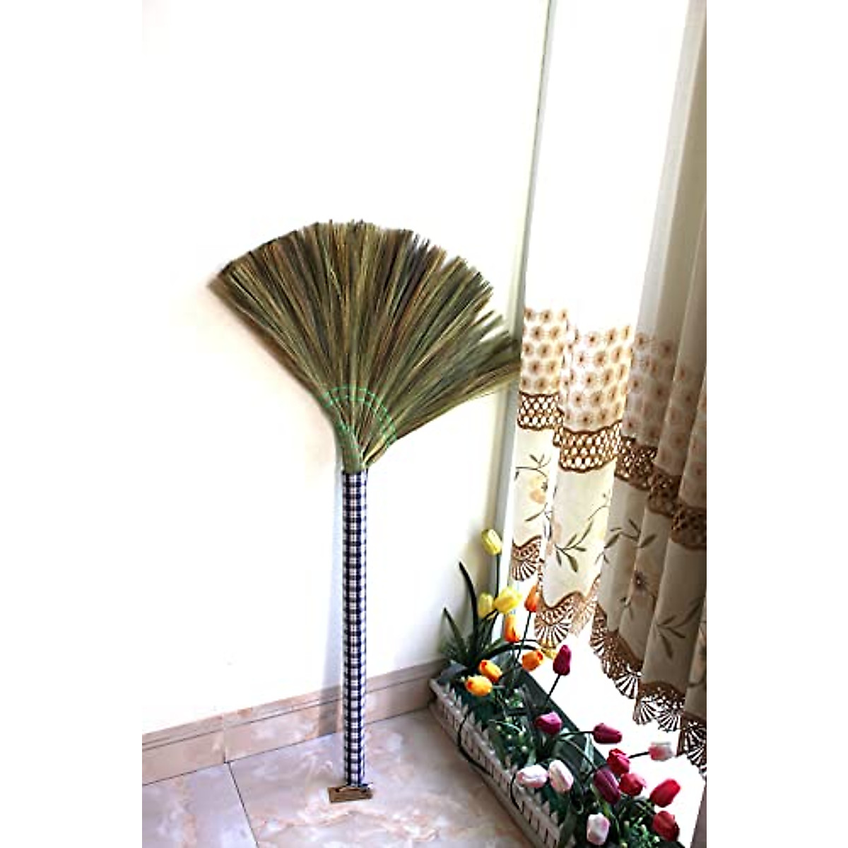 NDP78 Vietnamese Traditional Broom - Choi Dot Sweeps Away Everything Such as Dog Hair, Small dust and Does not Scratch Wooden Floors , Easy to Handle, Product Made from Natural, 39.5 x 8 x 1.5 inches