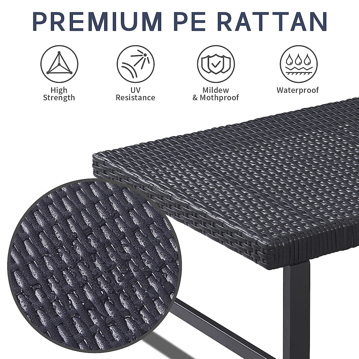 Outdoor Chaise Lounge Chair Set of 2, Rattan Pool Chairs with Adjustable Backrest, Rustproof Aluminum Frame Tanning Chair, for Poolside, Backyard, Lawn, Deck, Dark Grey