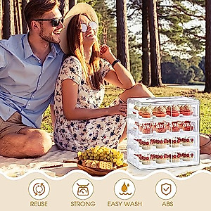 Geetery Cupcake Containers Cupcake Carriers for 48 Cupcakes or 4 Large Cakes 4 Tier Cupcake Holder with Lid Plastic Cupcake Storage Containers Cupcake Box Stackable Trays for Cookie Muffin, White