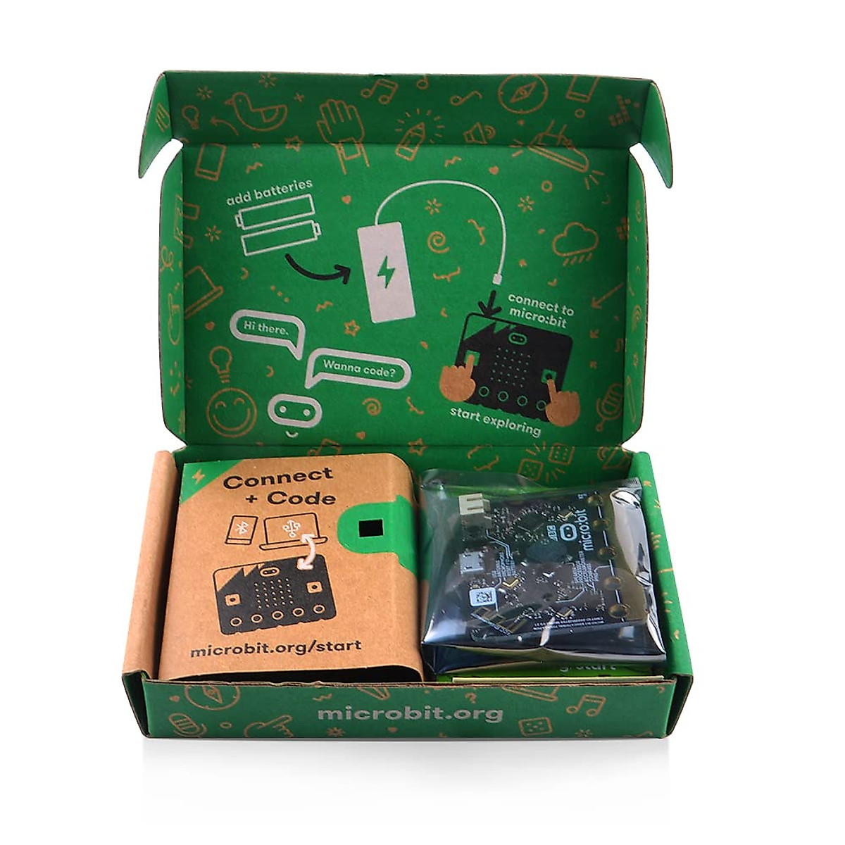 GeeekPi Micro:bit V2 Go Kit Original Microbit V2 Starter Kit, with BBC Micro:bit V2 Board, Battery Holder, 2 AAA Batteries, Micro USB Cable for Coding and Programming