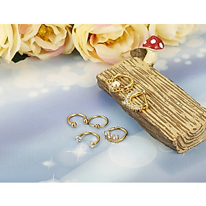 ORAZIO 6PCS 16G 316L Stainless Steel Septum Hoop Nose Ring Horseshoe Rings Cartilage Clicker Piercing Jewelry Gold-Tone