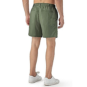 NAVISKIN Men's 6" UPF 50+ Sun Protection Shorts Outdoor Recreation Hiking Fishing Swim Board Quick Drying Multi Pockets Olive Green Size M