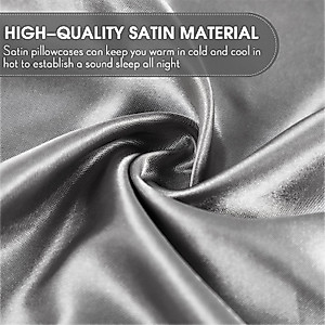 Buryeah 4 Pcs Satin Pillowcase for Hair and Skin with Elastic Band Soft Cooling Satin Pillowcases Queen Size(Dark Gray)
