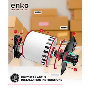 enKo - Compatible DK-2205 Continuous Paper Labels (2.4 Inch x 100 Feet) Compatible for Brother QL Label Printers - 6 Rolls + 2 Refillable Cartridge Frames