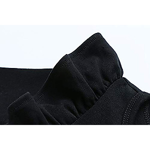 O2 BABY Organic Cotton Onesie Baby Girl Ruffle Romper Long Sleeve Bodysuit Jumpsuit with Headband Outfit Set for Infant(3-6Months,Black)