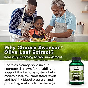 Swanson Olive Leaf Extract Capsules with 20% Oleuropein - Provides Immune Support, Promotes Cardiovascular System Health, and Supports Healthy Blood Pressure - (120 Capsules, 500mg Each)