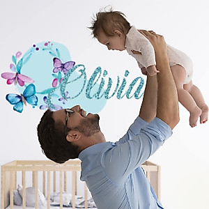 Name Wall Decals for Girls - Butterfly Decals for Wall - Butterfly Garland Decorations - Butterfly Decor for Girls Bedroom - Butterfly Stickers for Walls - Baby Girl Nursery Wall Decor - Girl Room